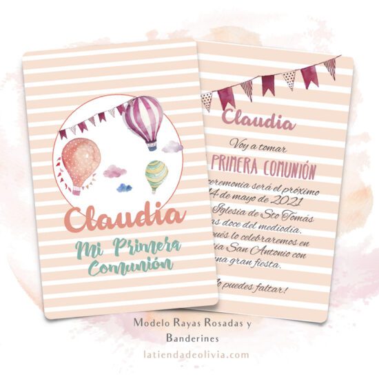 Invitaciones de comunión con banderines